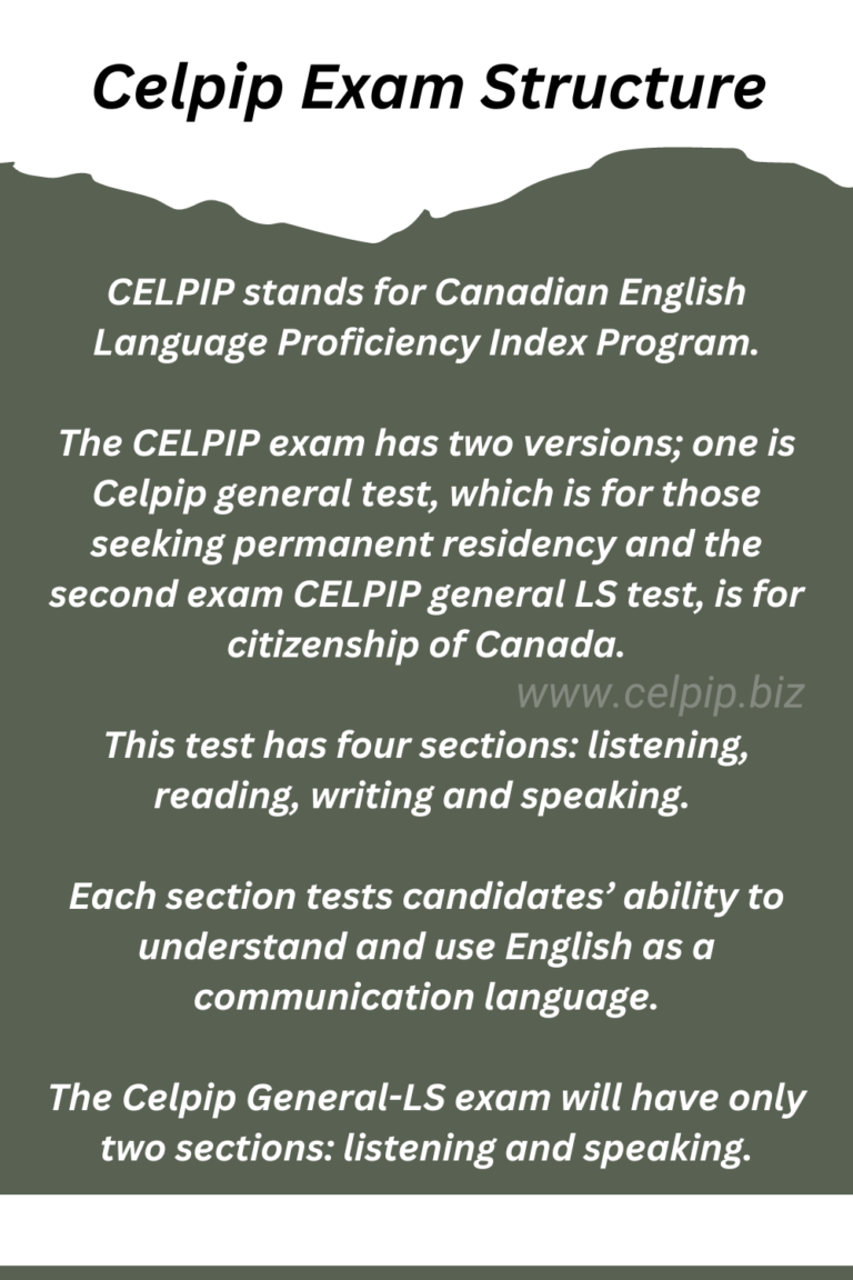 Celpip Exam Structure in detail for Celpip Test - Celpip.biz
