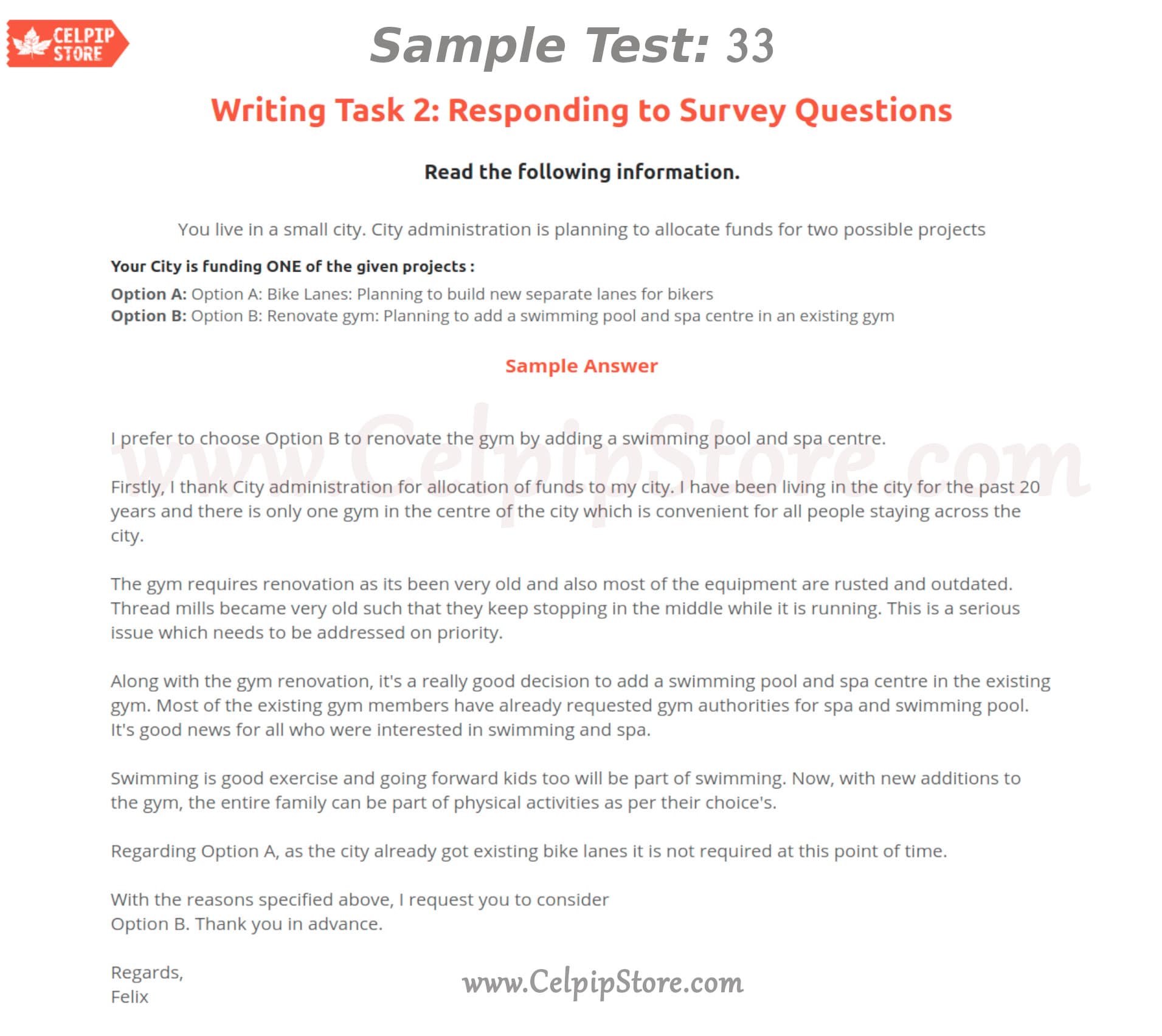 Responding to Survey Sample 33 - Free CELPIP mock