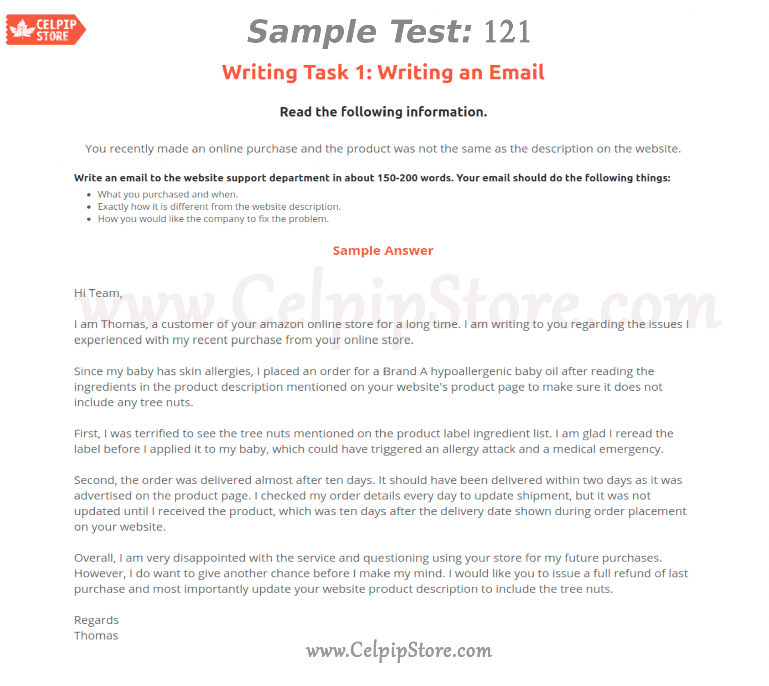 Celpip Writing an Email Sample 121: - Free CELPIP mock