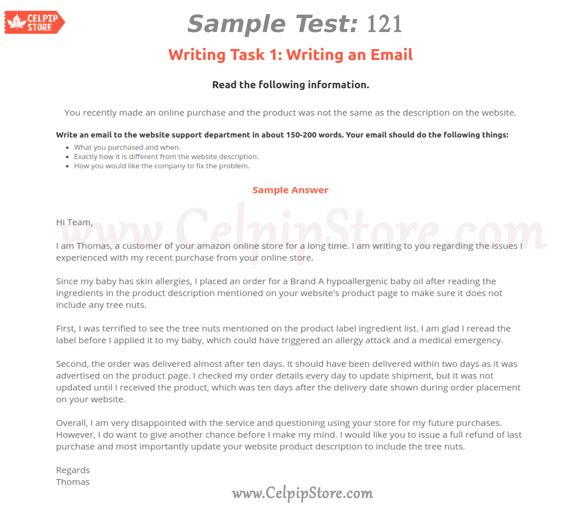 Celpip Writing an Email Sample 121: - Free CELPIP mock