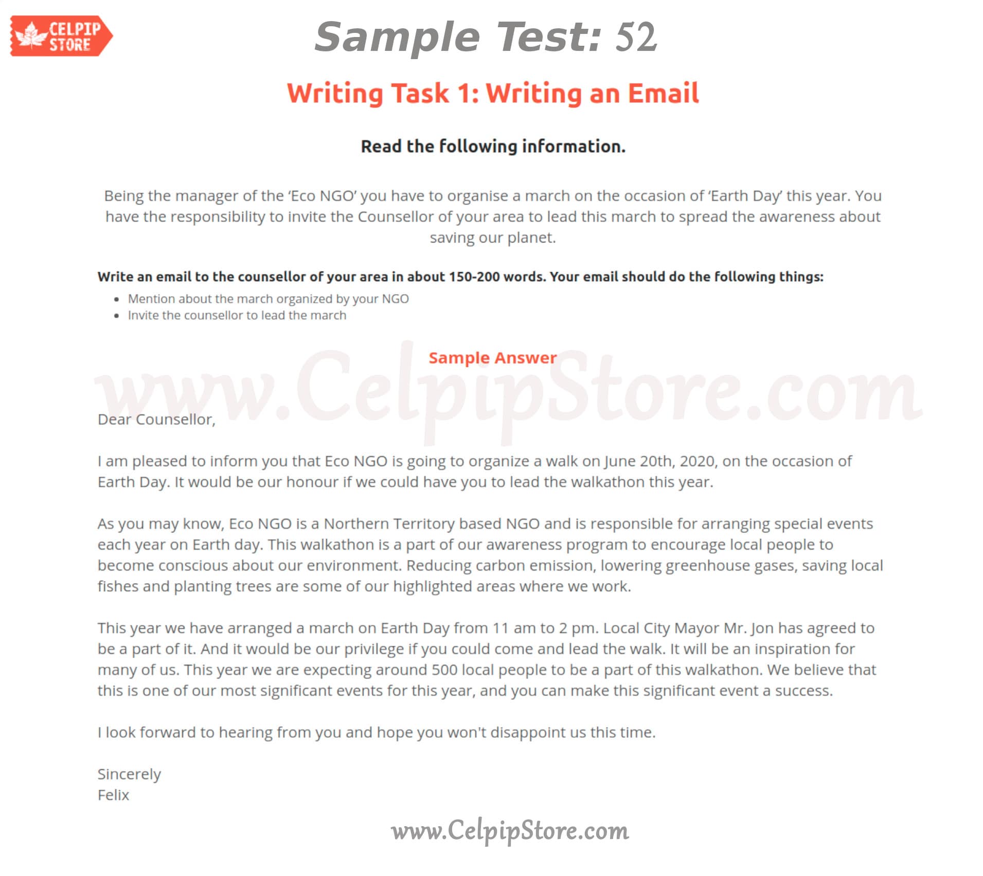 Celpip Writing an Email Sample 52: - Free CELPIP mock