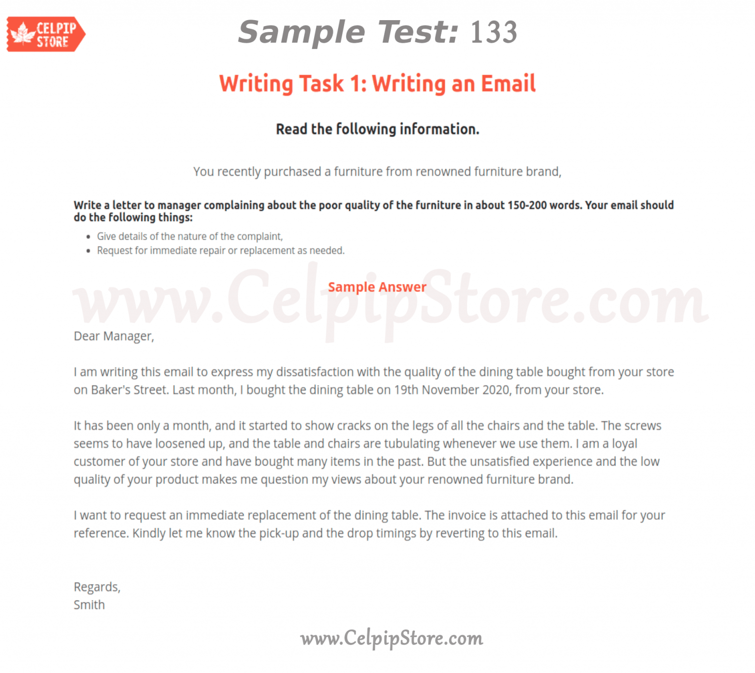 Celpip Writing an Email Sample 133: - Free CELPIP mock