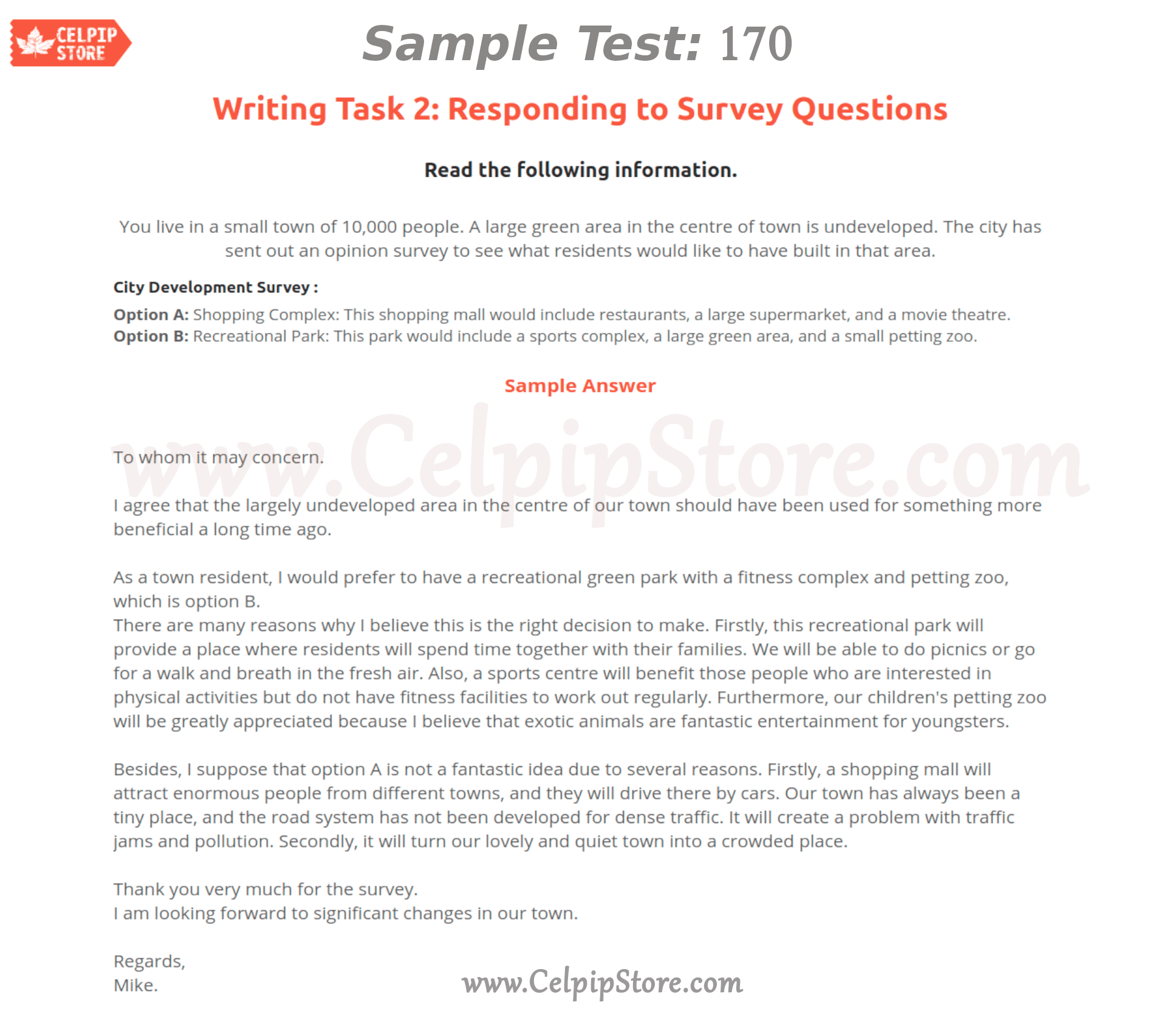 Responding to Survey Sample 170