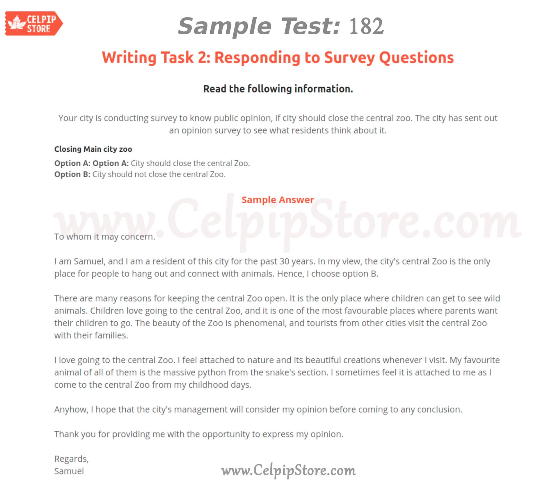 Responding to Survey Sample 182
