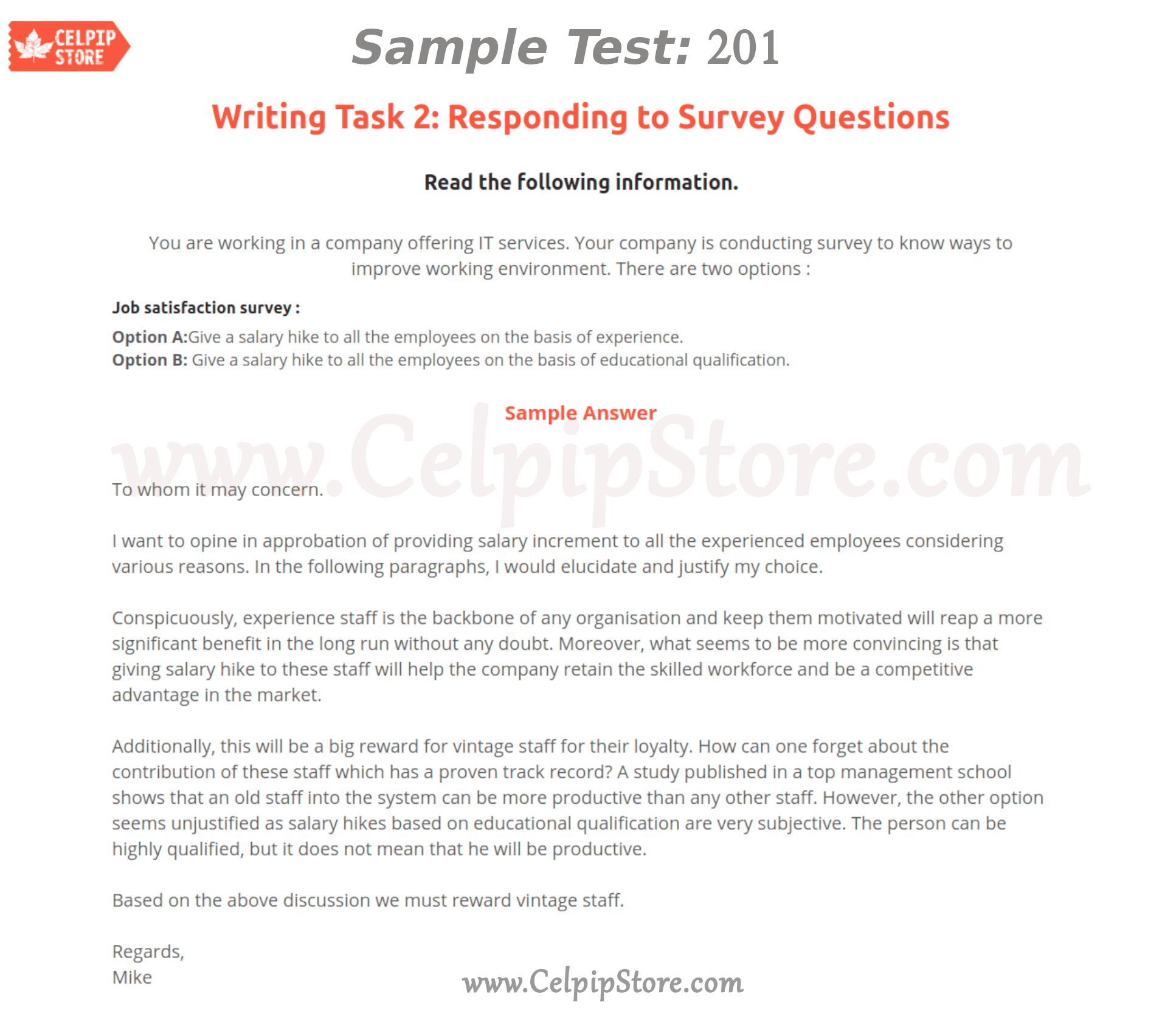 Responding to Survey Sample 201