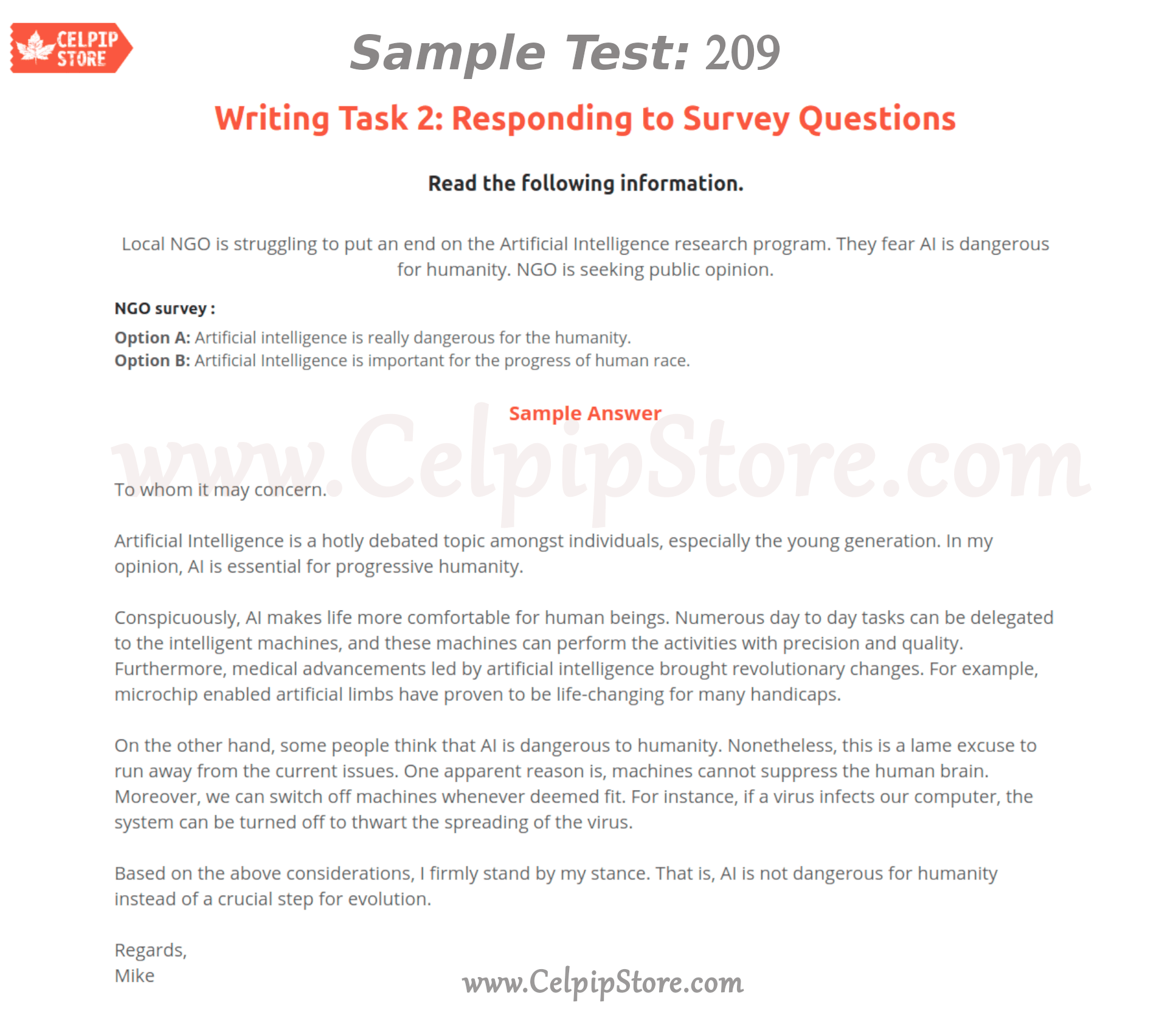 Responding to Survey Sample 209