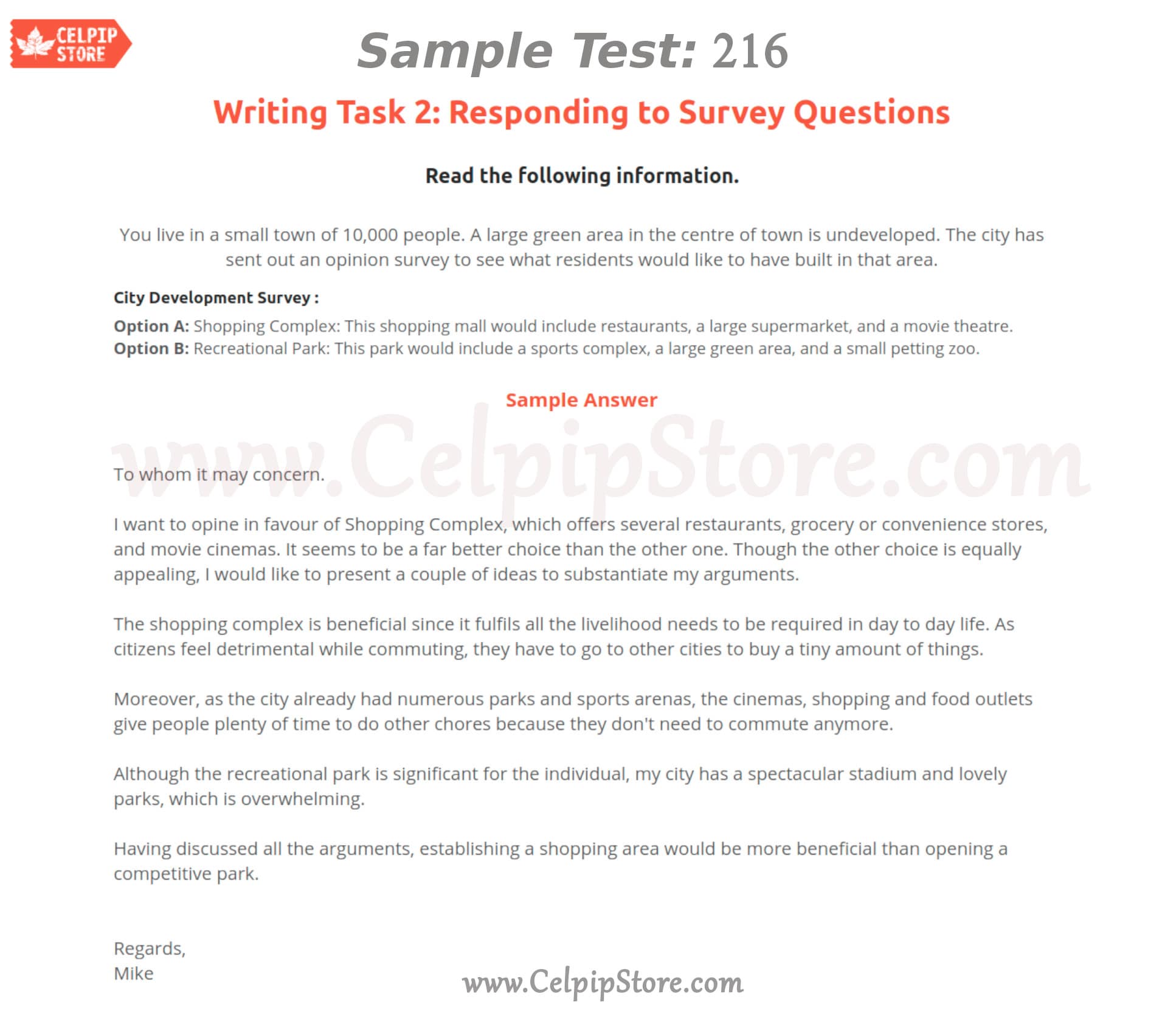 Responding to Survey Sample 216: