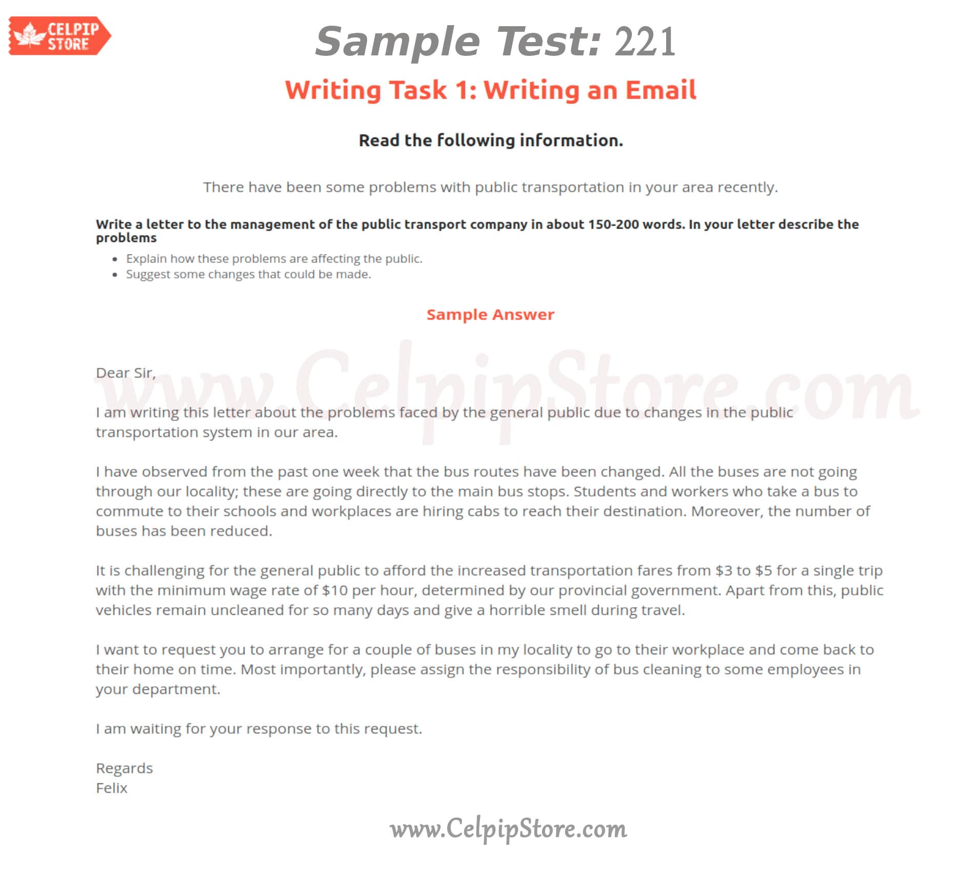 Celpip Writing an Email Sample 221