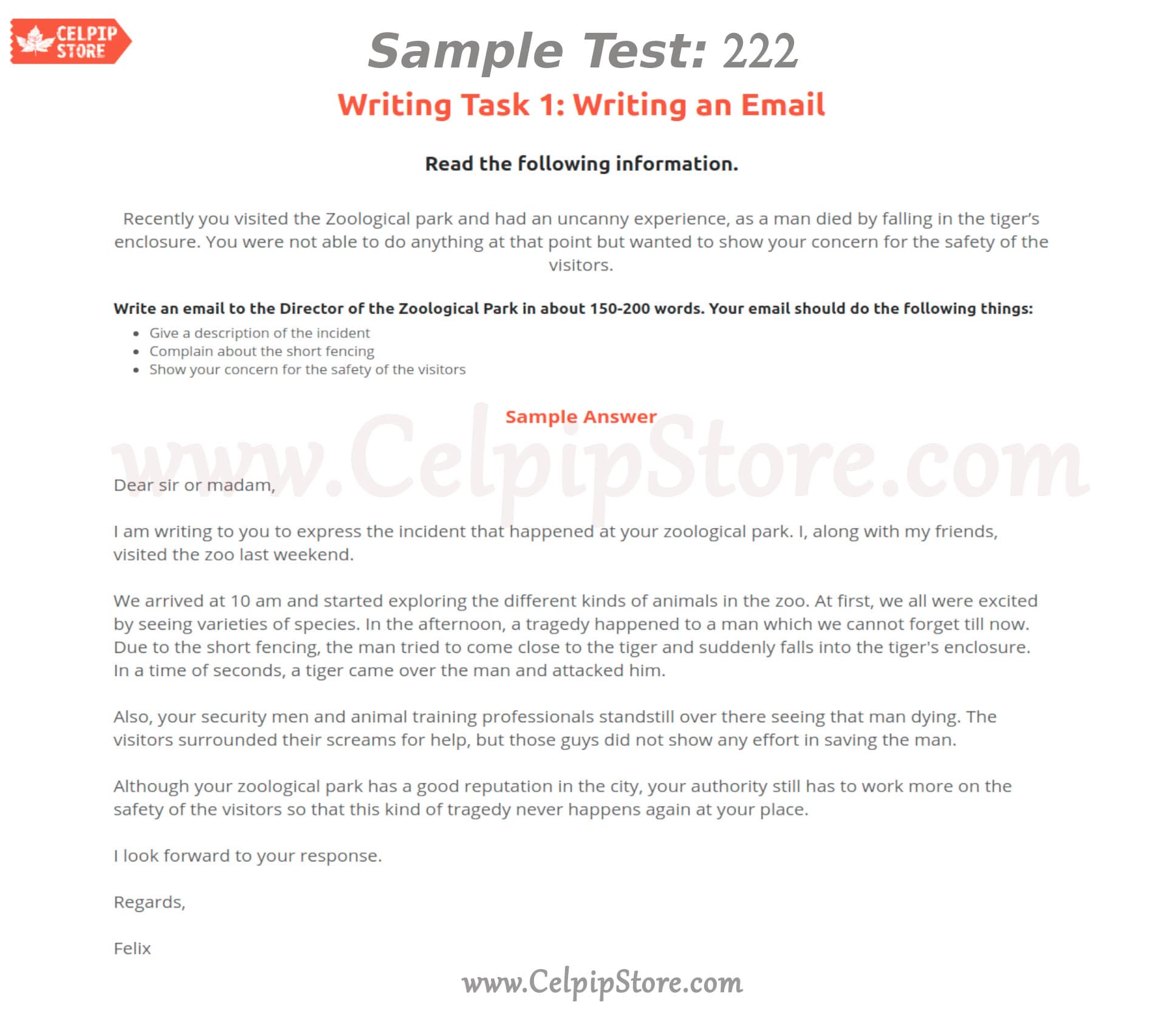 Celpip Writing an Email Sample 222
