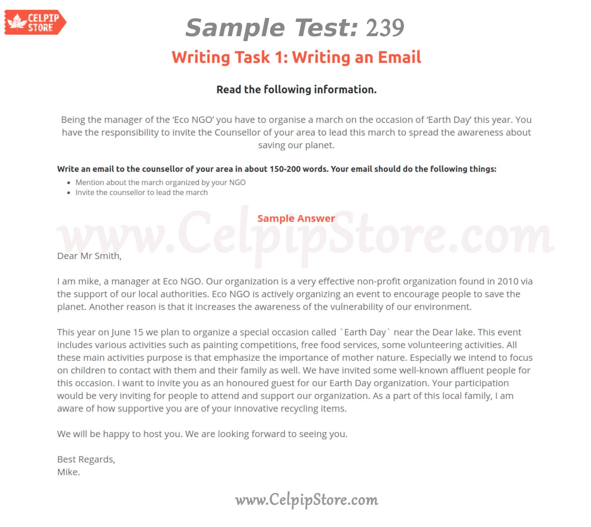 Celpip Writing an Email Sample 239
