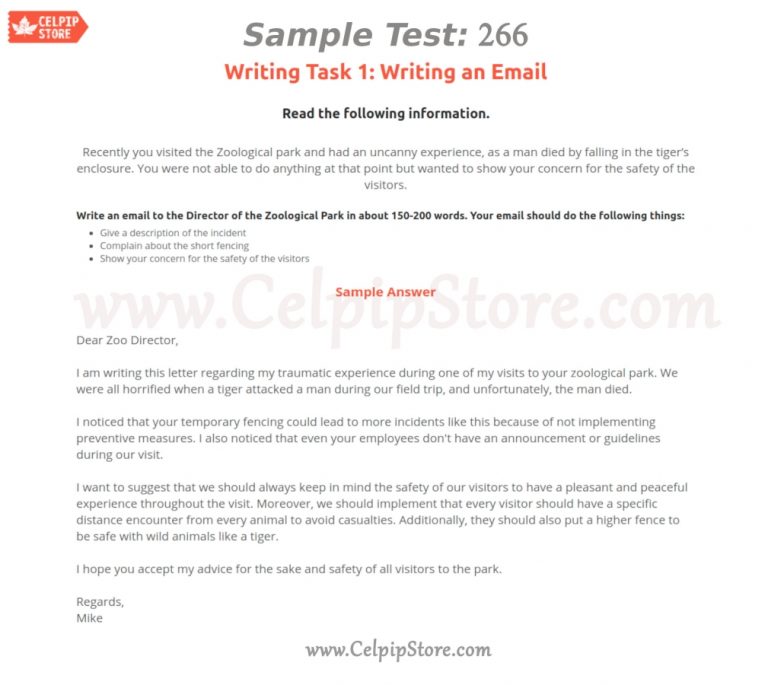 Celpip Writing an Email Sample 266
