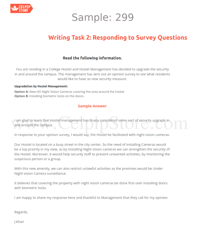 Responding to Survey Sample 299 - Free CELPIP Practice Tests & Mock ...