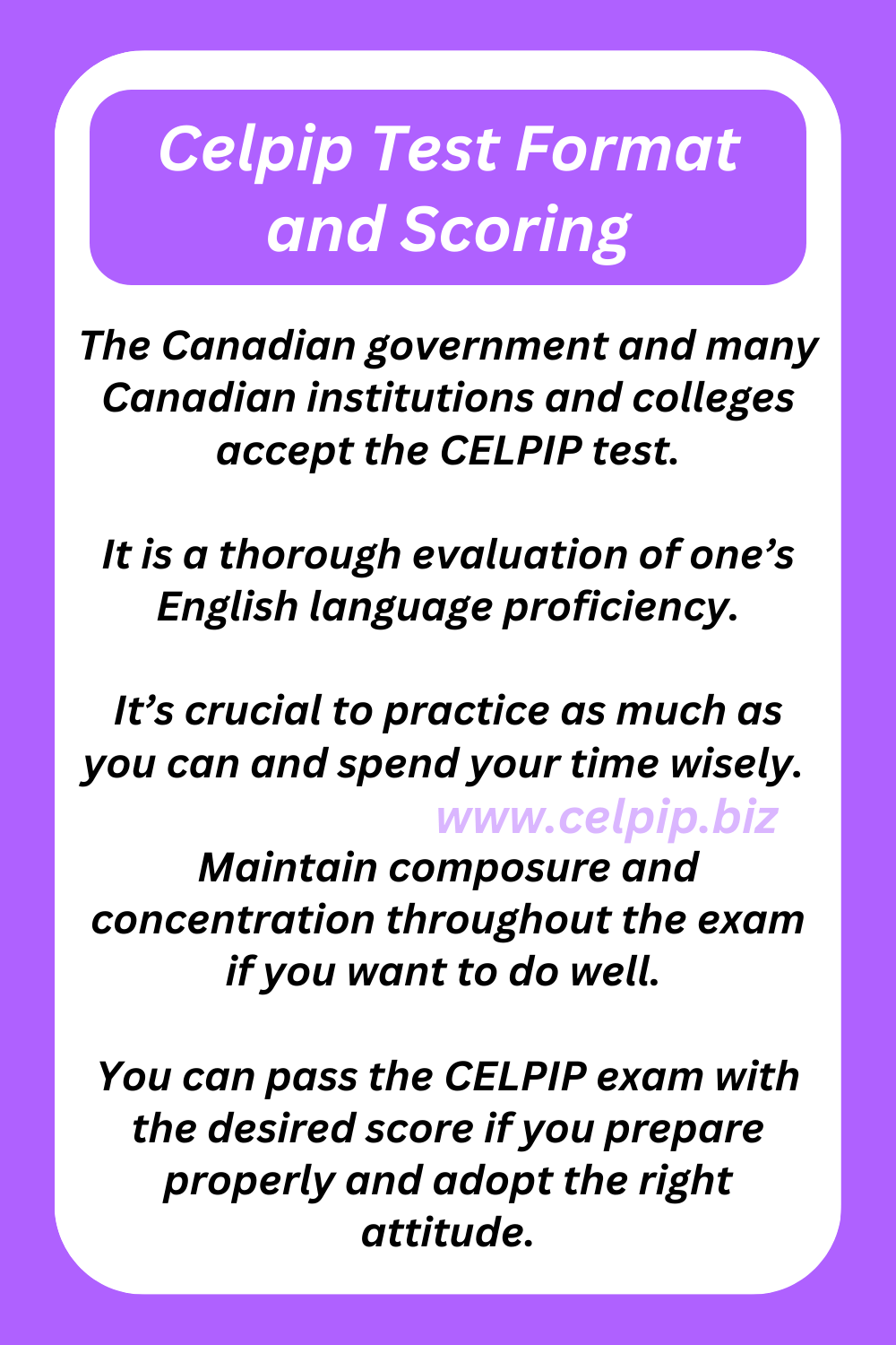 Celpip Test Format and Scoring | Celpip.biz